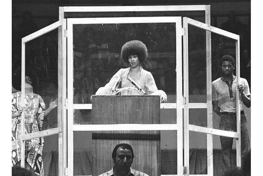 28-Year-Old Angela Davis Speaking Behind A Four-Sided Bulletproof Glass ...